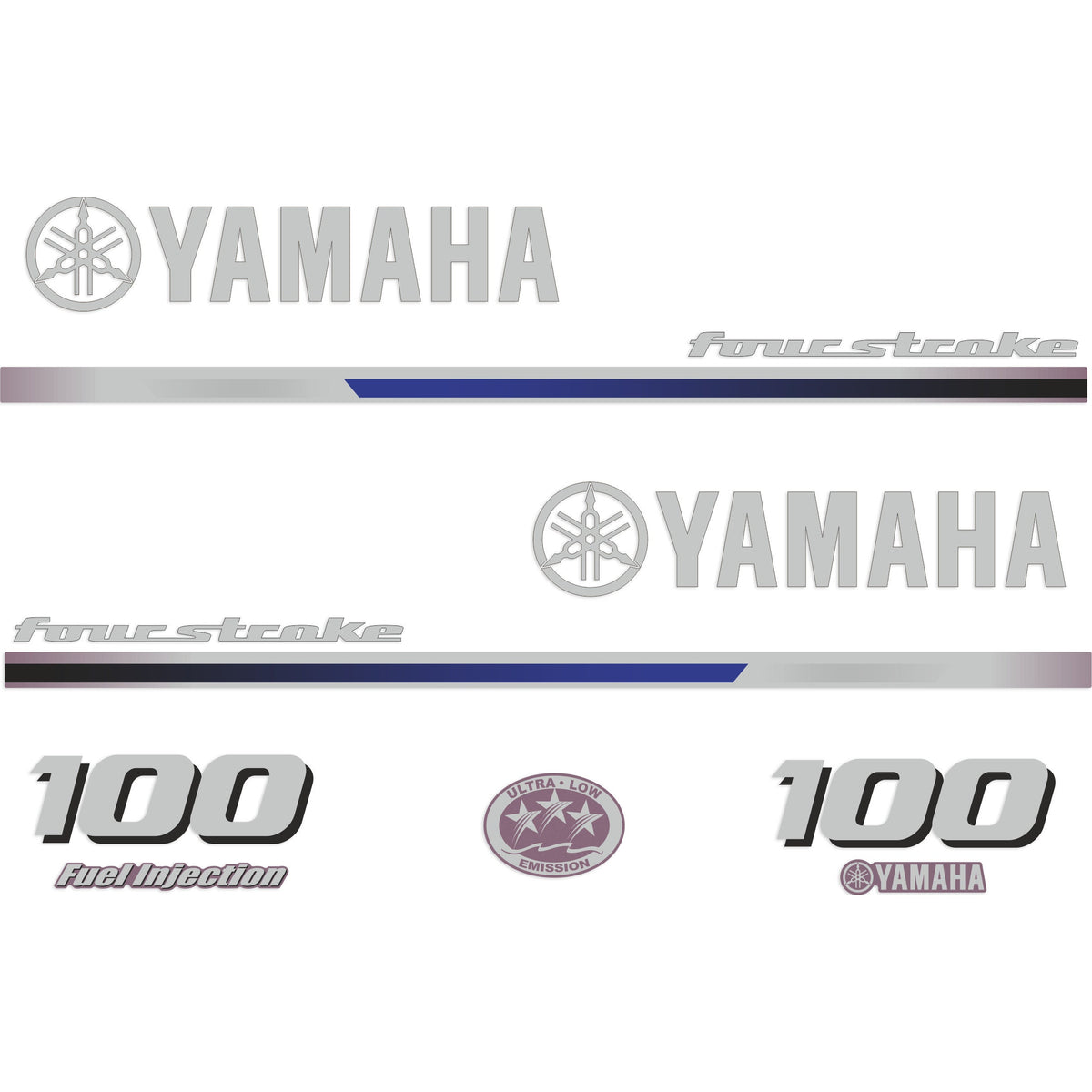 Yamaha 100 HP Four Stroke 2013 outboard engine decals sticker set repr ...