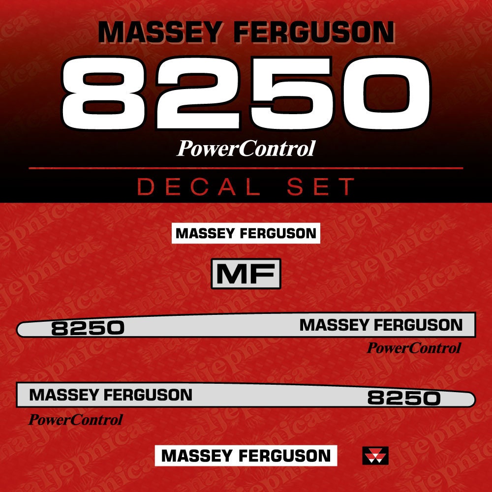 Massey Ferguson 8250 Aftermarket Replacement Tractor Decal (Sticker) S ...