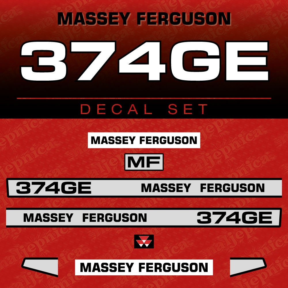 Massey Ferguson 374GE Aftermarket Replacement Tractor Decal (Sticker ...